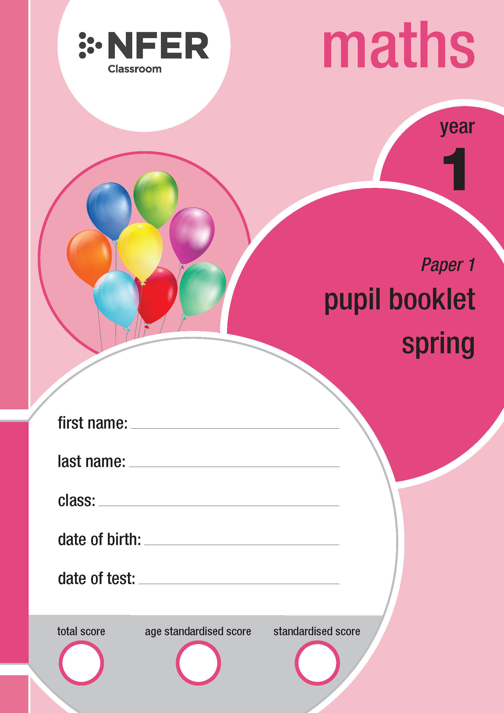 Year 1 Spring Maths paper 1 pupil booklet pack - NFER