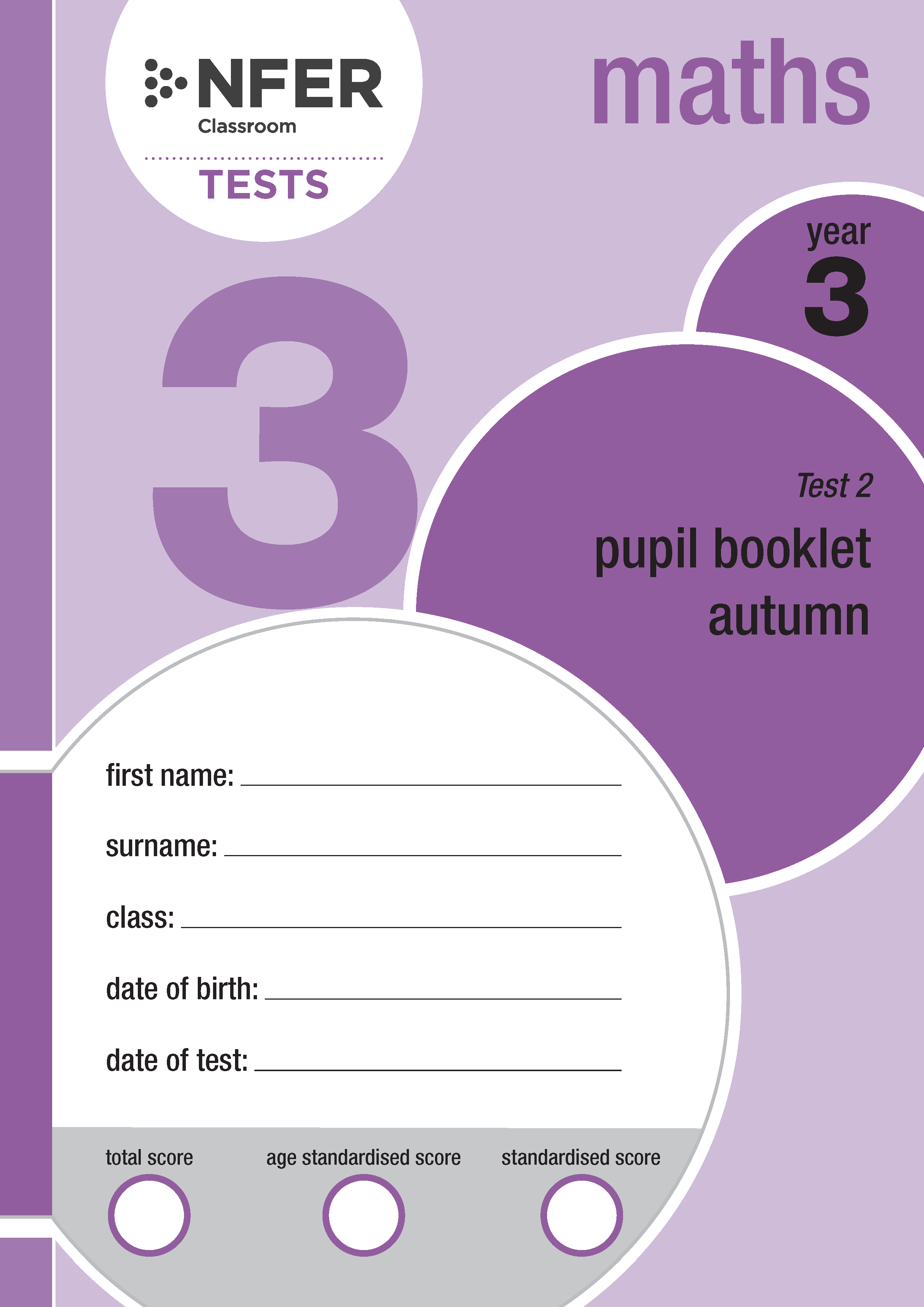 Year 3 Autumn Maths test 1 reasoning pupil booklet pack - NFER