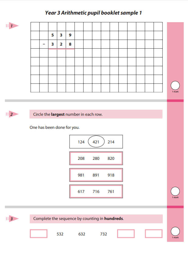Year 3 Summer Maths arithmetic pupil booklet pack - NFER