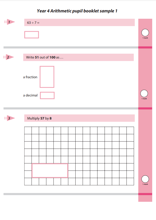 Year 4 Summer Maths arithmetic pupil booklet pack - NFER