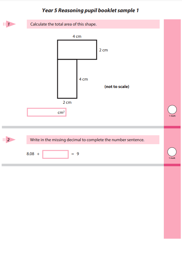 Year 5 Spring Maths test 2 reasoning pupil booklet pack - NFER