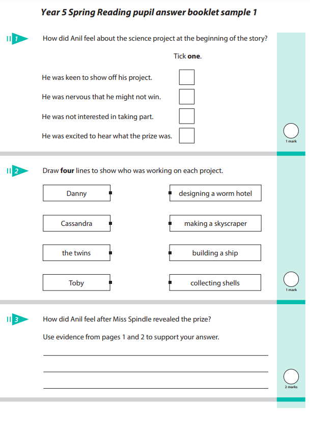 Year 5 Spring Reading pupil answer booklet pack - NFER