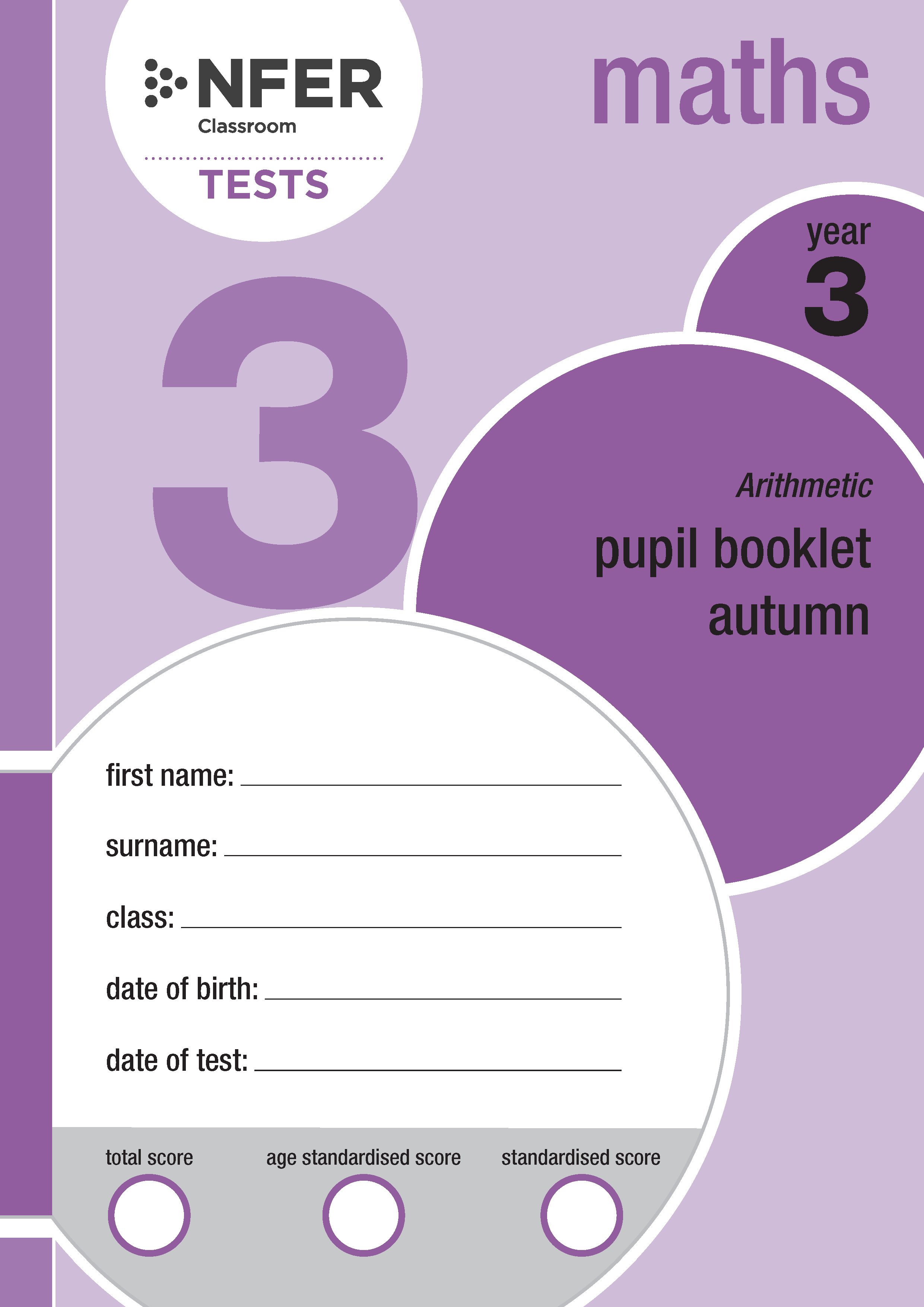 Year 3 Autumn Maths arithmetic pupil booklet pack - NFER